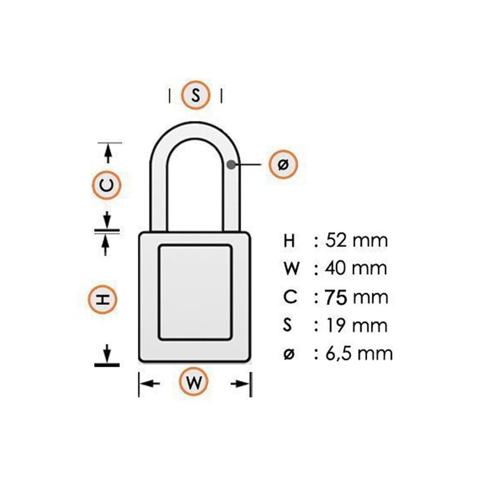 Kunci keamanan Abus 74/40HB75 Padlock Aluminium